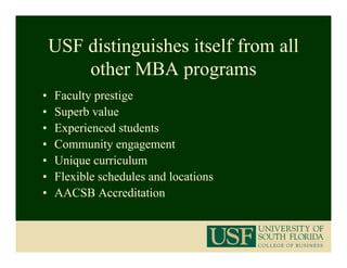 USF MBA Program 2009 2010 | PPT