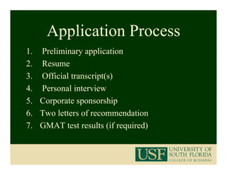 USF MBA Program 2009 2010 | PPT