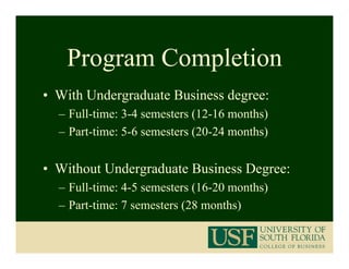 USF MBA Program 2009 2010 | PPT