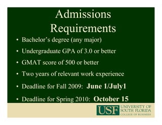 USF MBA Program 2009 2010 | PPT