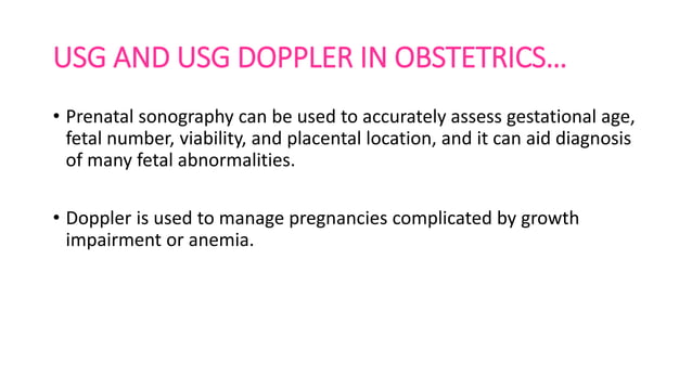 Ultrasound and usg doppler in obstetrics | PPTX | Pregnancy ...