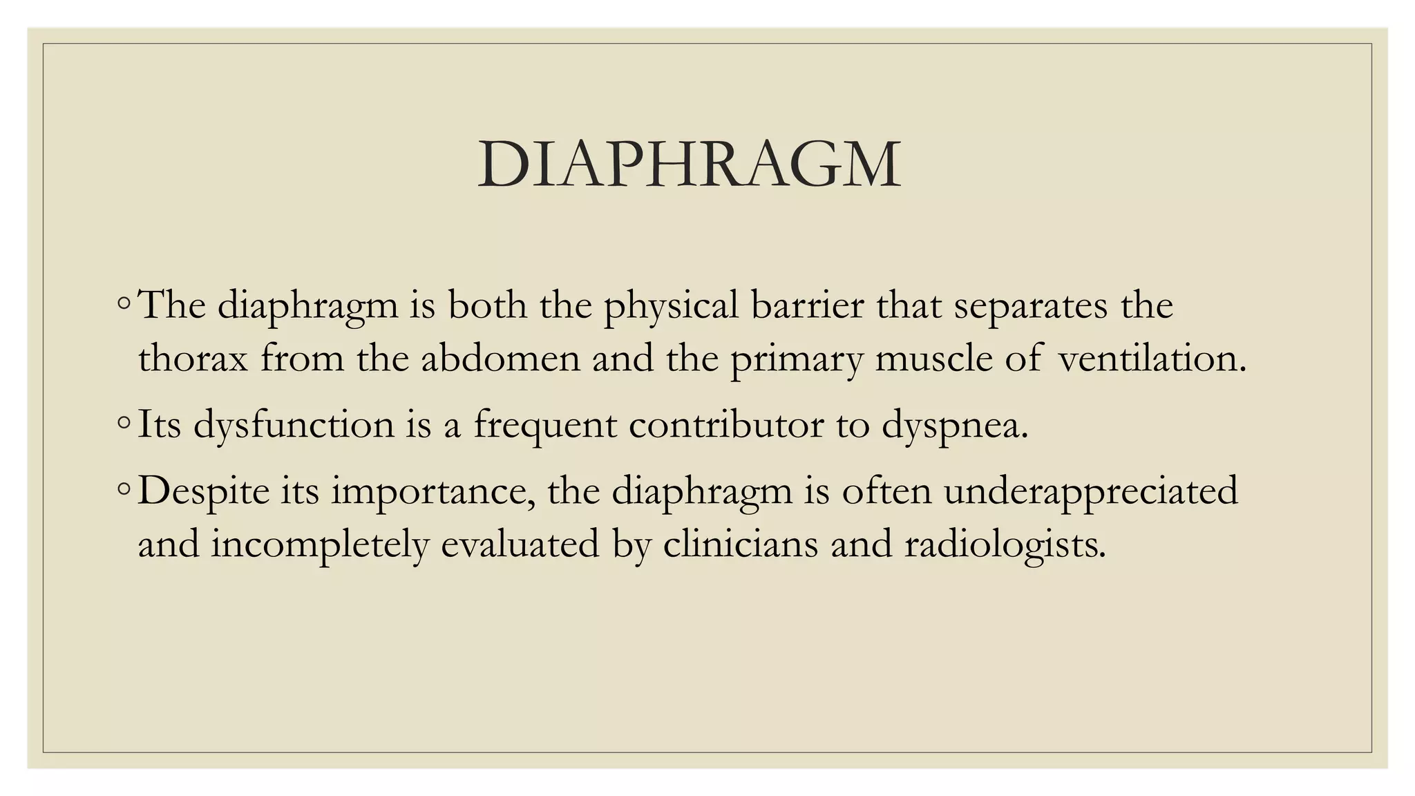 ULTRASONOGRAPHY OF DIAPHRAGM AND ITS CLINICAL IMPLICATION | PPTX