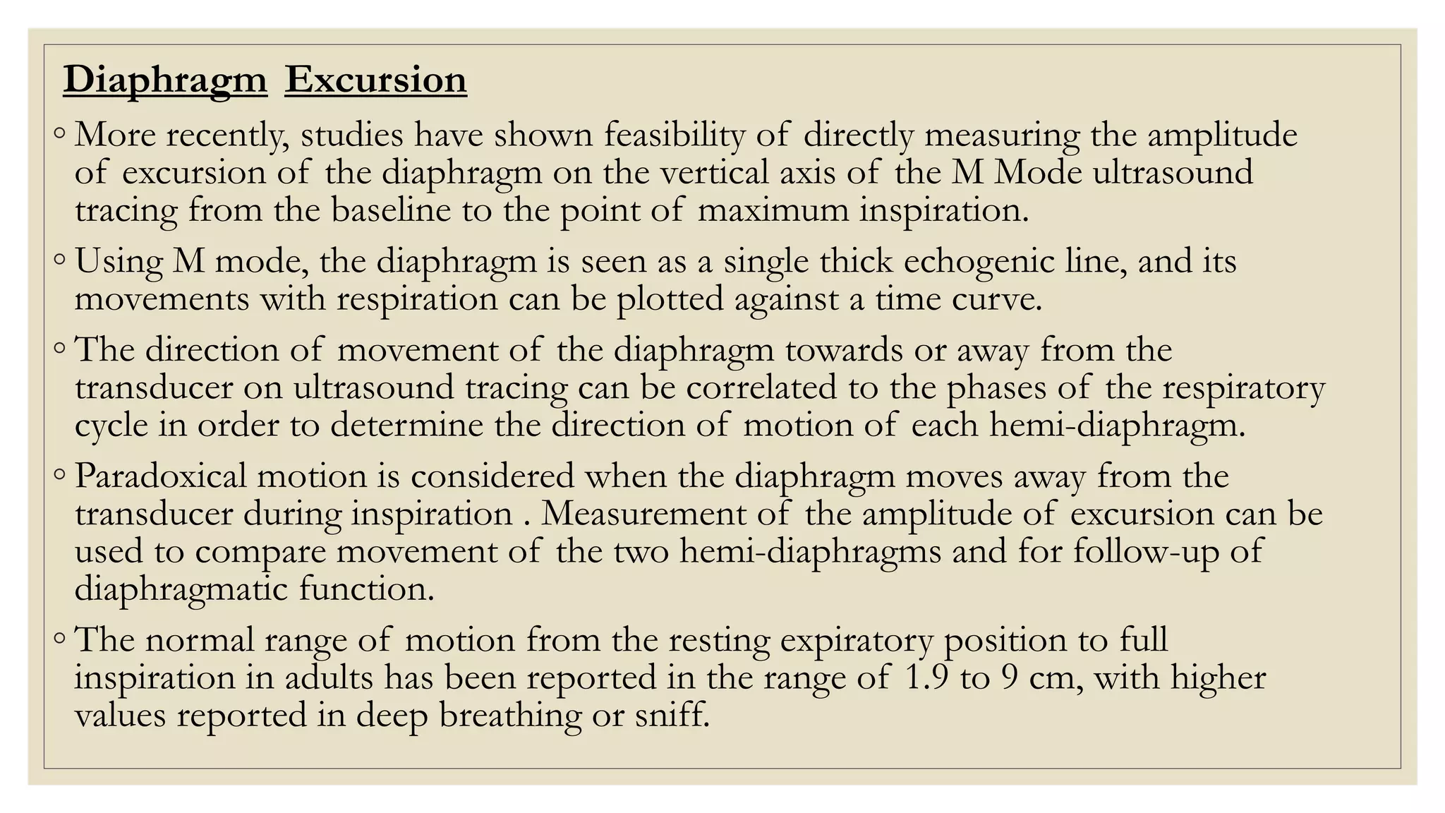 ULTRASONOGRAPHY OF DIAPHRAGM AND ITS CLINICAL IMPLICATION | PPTX