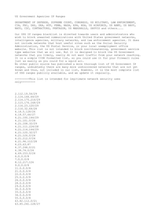 Us government agencies ip rang | TXT