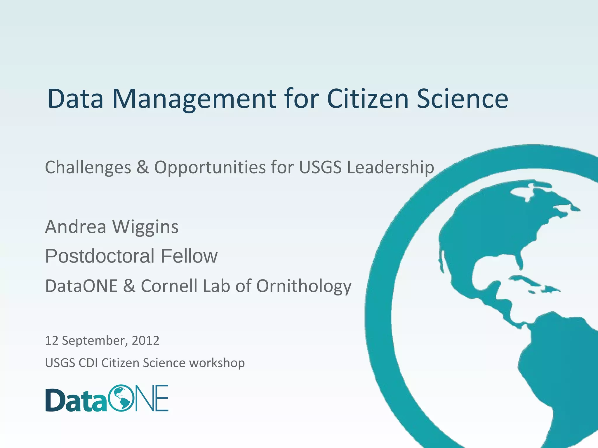 Data Management for Citizen Science | PPT