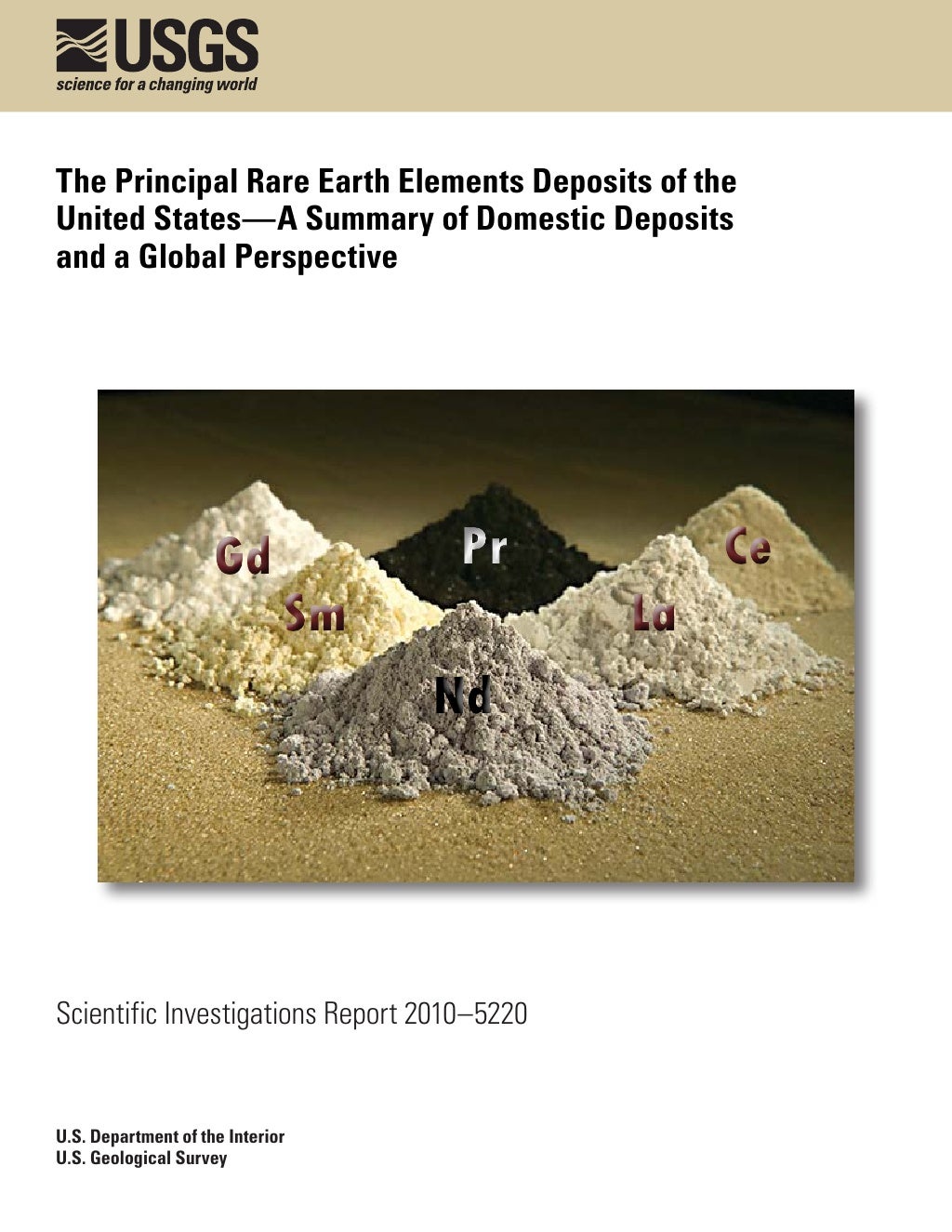Usgs The Principal Rare Earth Elements Deposits Of The United States