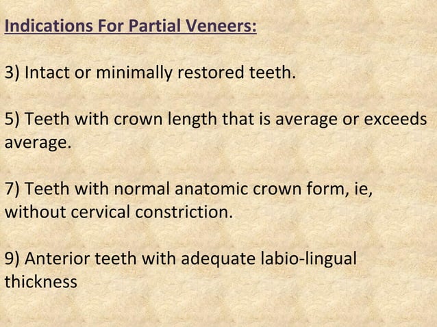 tooth preparation-partial veneers | PPT | Dental Health | Diseases and ...