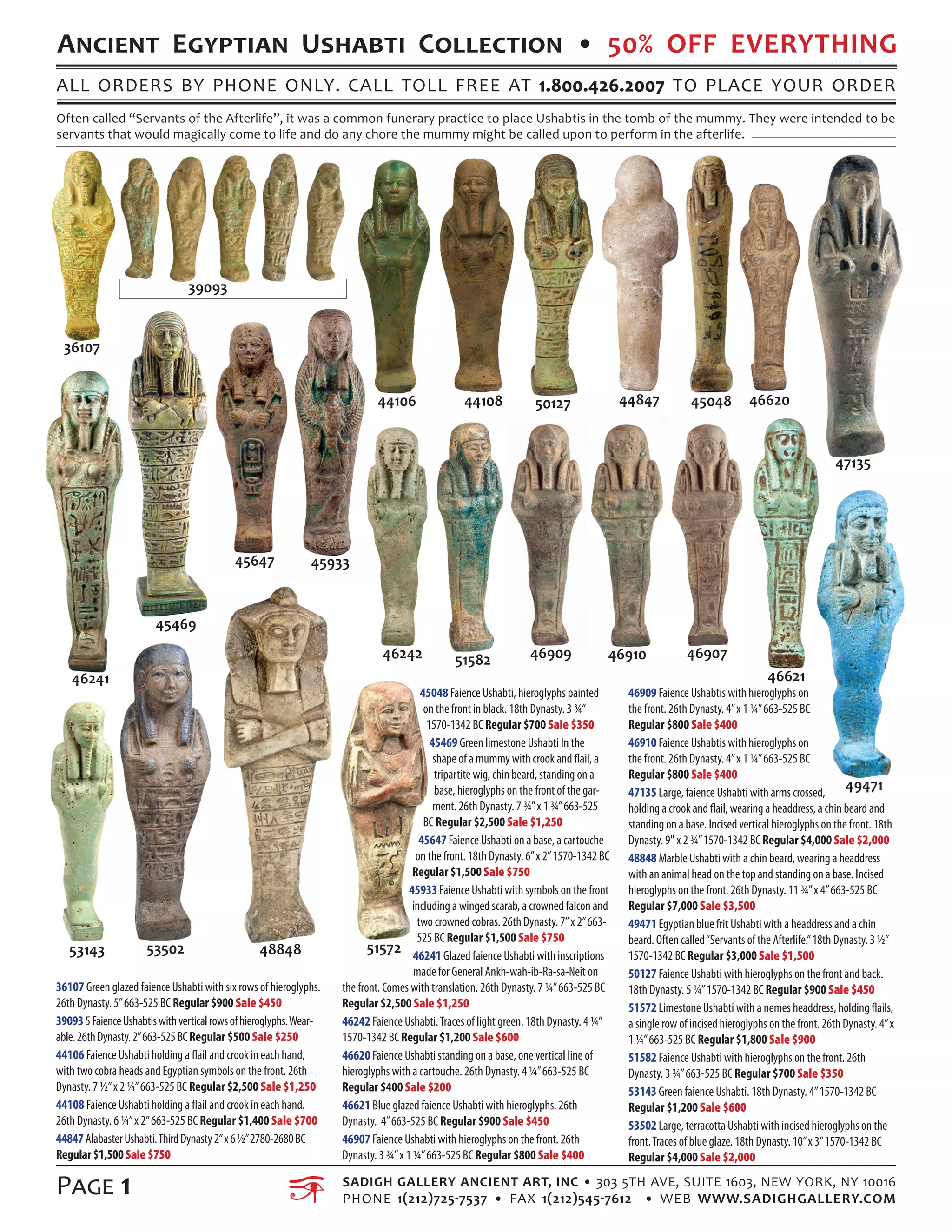 Sadigh Gallery Ancient Egyptian Ushabti Sale | PDF