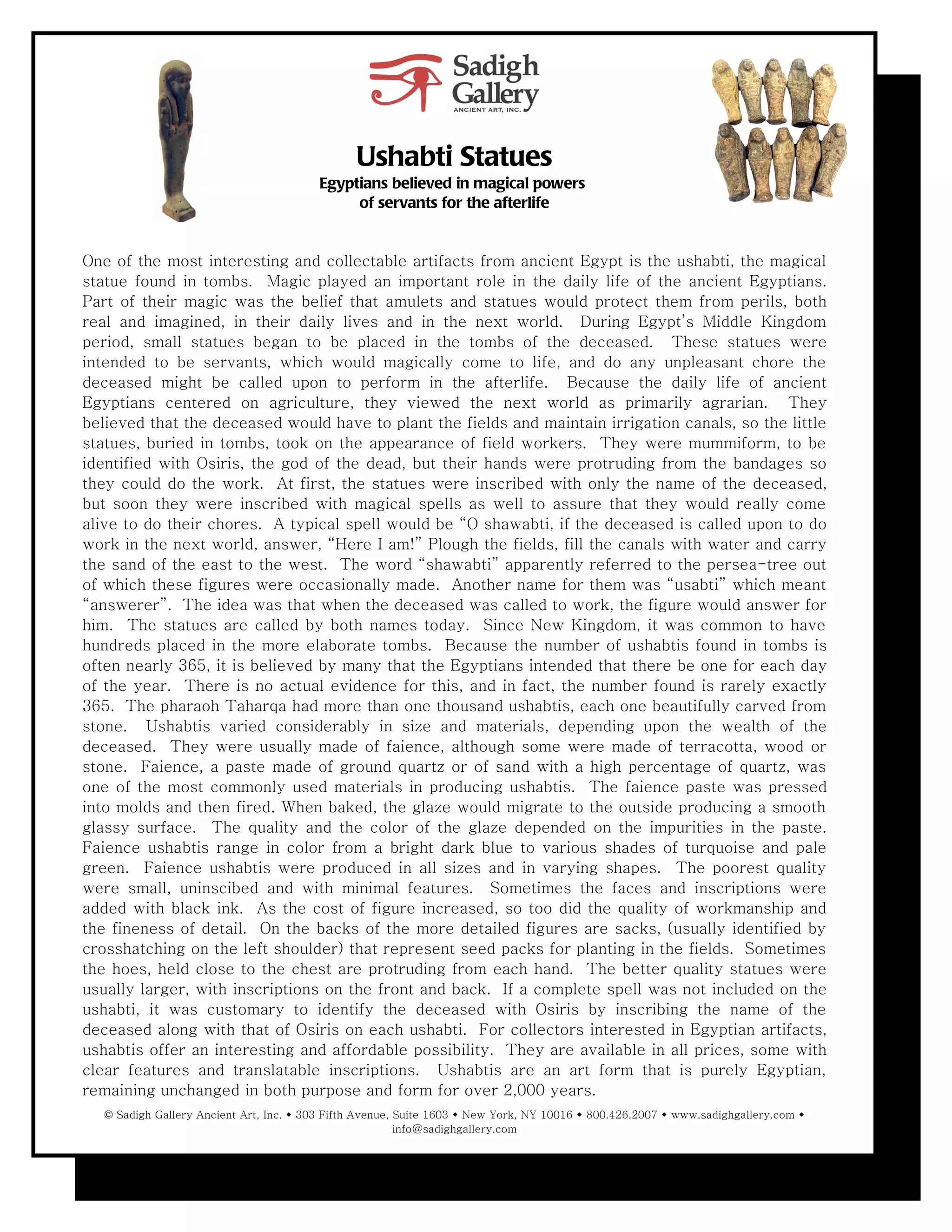 Ancient Egyptian Ushabti Statues | DOC