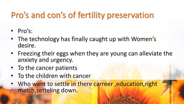 FERTILITY PRESERVATION TECHNIQUES | PPTX | Infertility | Reproductive ...