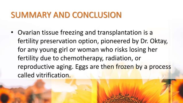 FERTILITY PRESERVATION TECHNIQUES | PPTX | Infertility | Reproductive ...