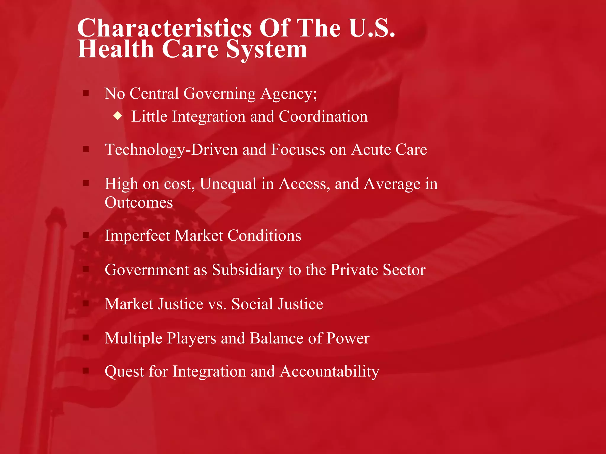 US health care system overview 1 | PPT