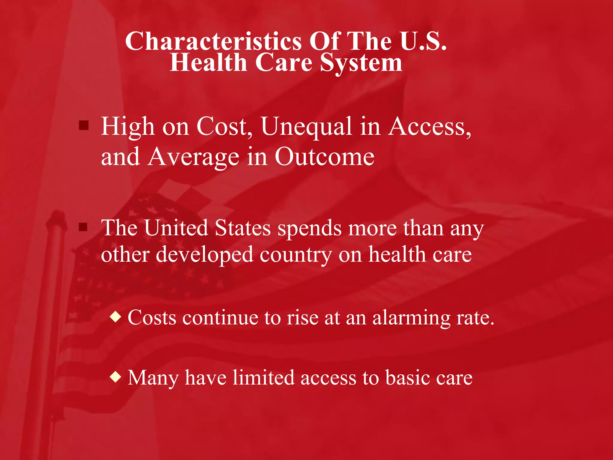 US health care system overview 1 | PPT