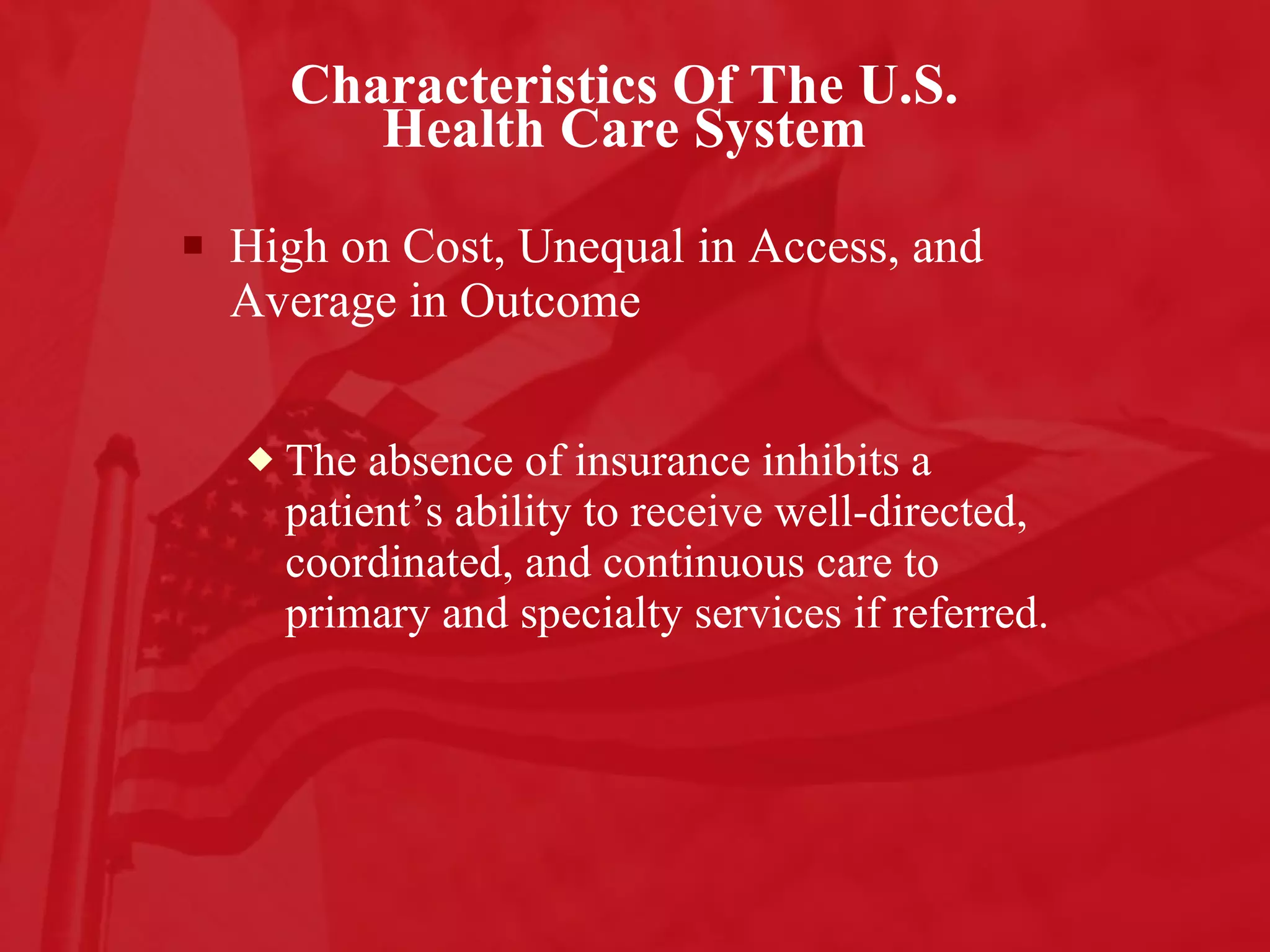 US health care system overview 1 | PPT
