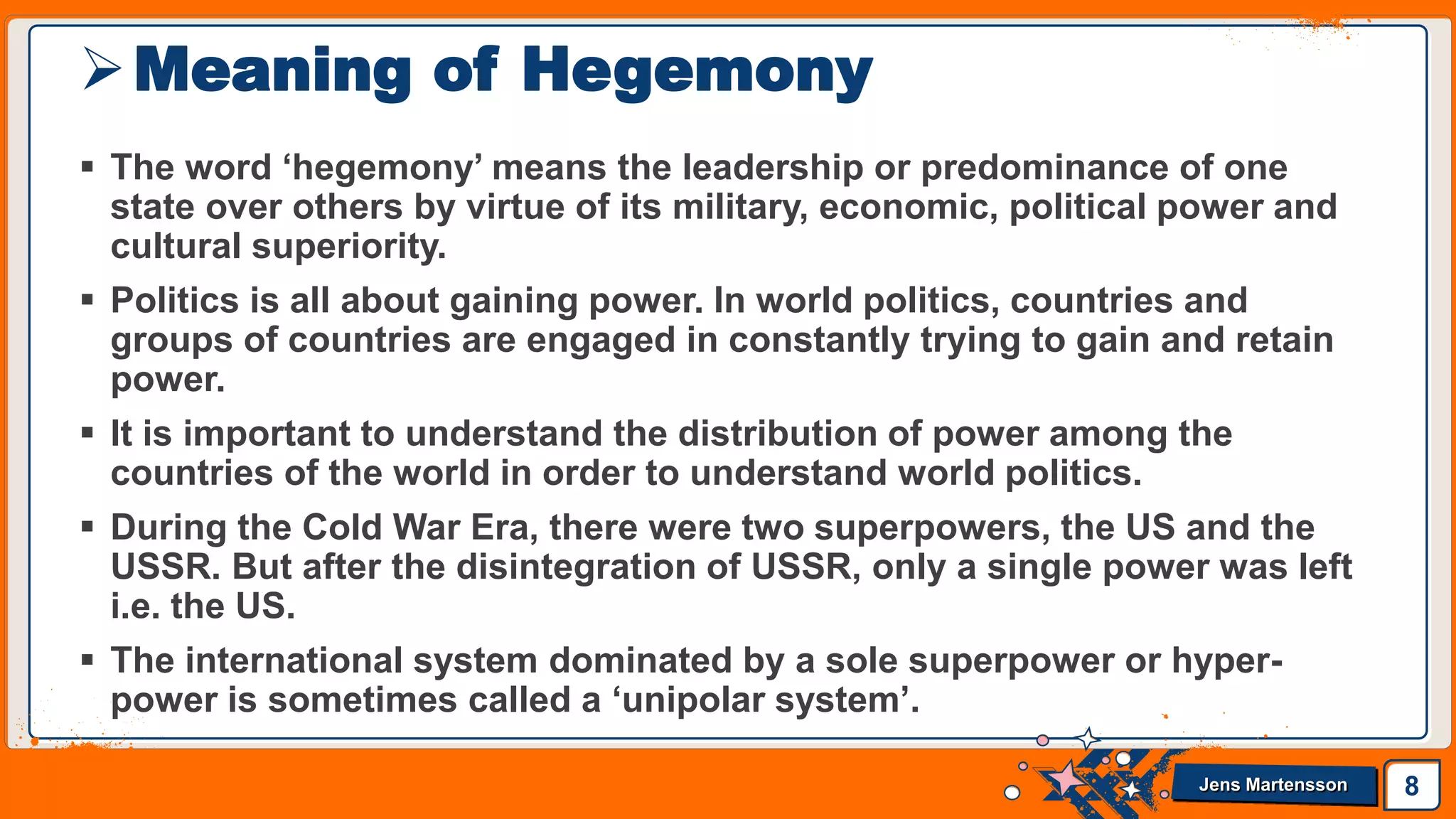 Us hegemony in world politics | PPTX