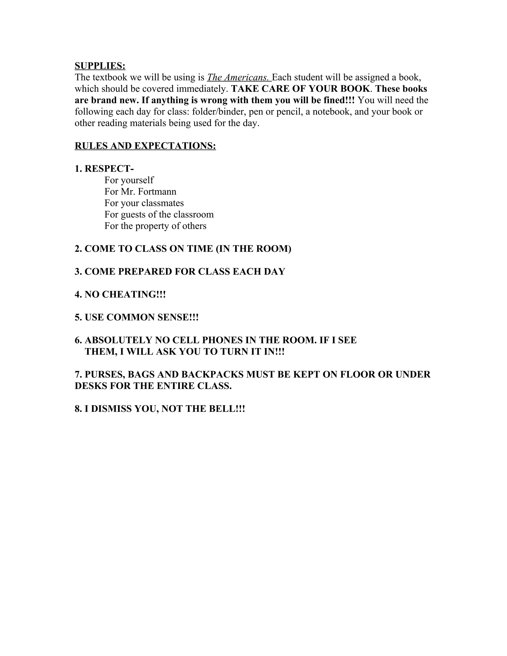 Us history course syllabus | DOC | Homework and Study | Education