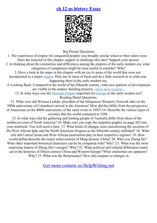 Us History Essay Questions | PDF
