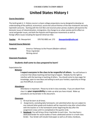 Us history i (2010 2011) | PDF