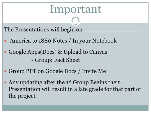 Us history presentation guidelines | PPT