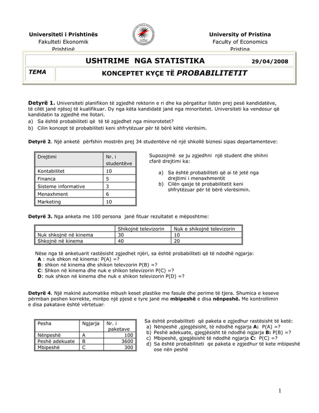 Ushtrime statistika all | PDF