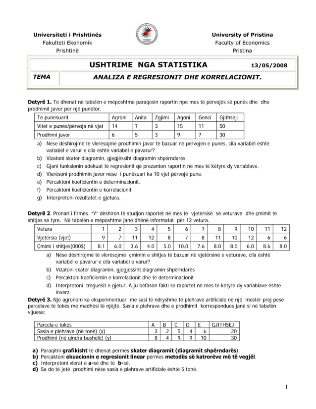 Ushtrime statistika all | PDF