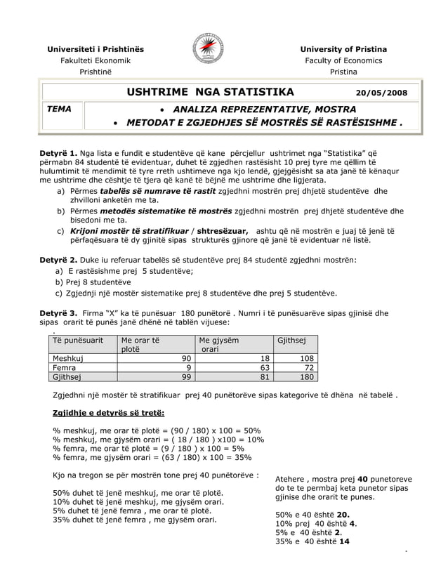 Ushtrime statistika all | PDF