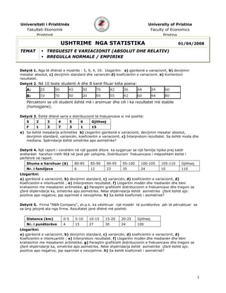 Ushtrime statistika all | PDF