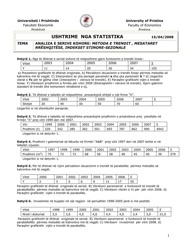 Ushtrime statistika all | PDF