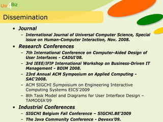 Usi4Biz Framework presentation at Sigchi.Be'09 | PPT