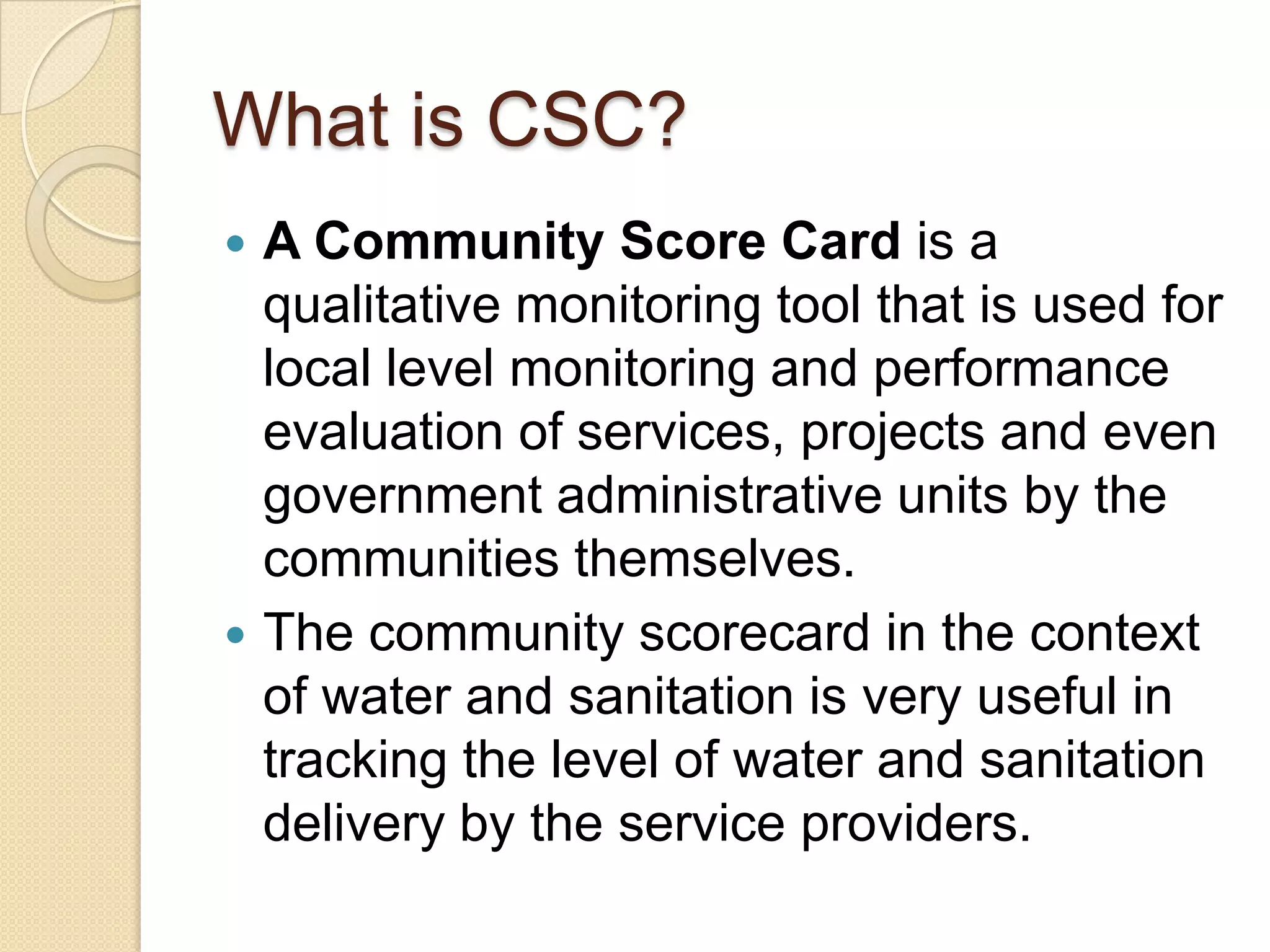Using the community score card (csc) | PPTX