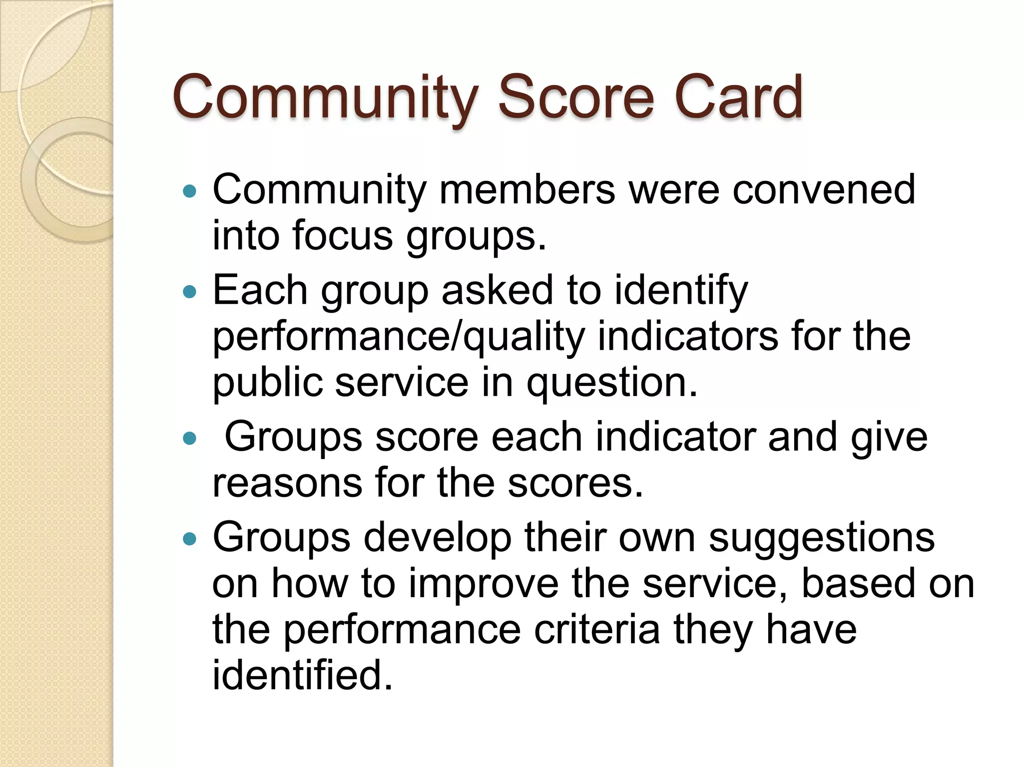 Using the community score card (csc) | PPTX