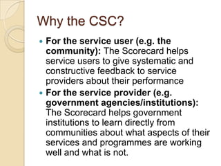 Using the community score card (csc) | PPTX