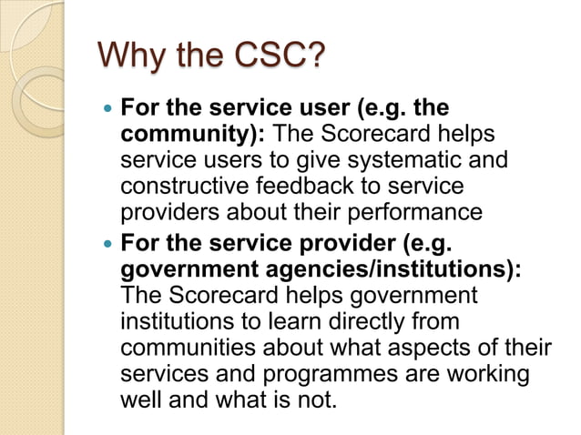 Using the community score card (csc) | PPTX