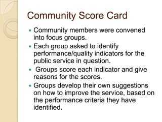 Using the community score card (csc) | PPTX