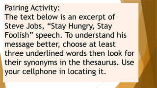 HOW TO USE-A-THESAURUS - ENGLISH 10 .pptx