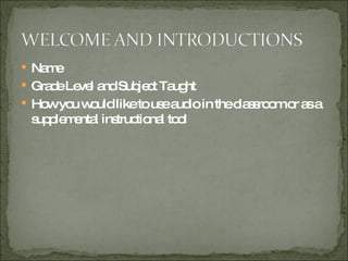 Using Audio in the Classroom | PPT | Digital Audio | Computer Software and Applications