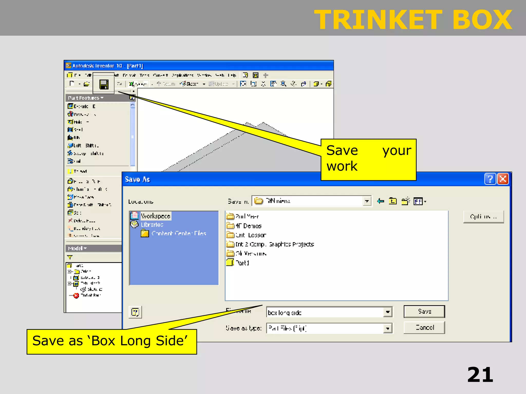 Using AutoDesk Inventor to create a Trinket box | PPT | 3-D Graphics | Computer Software and ...