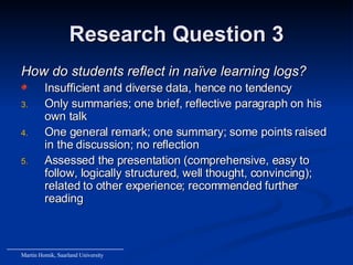 Using blogs for learning logs | PPT