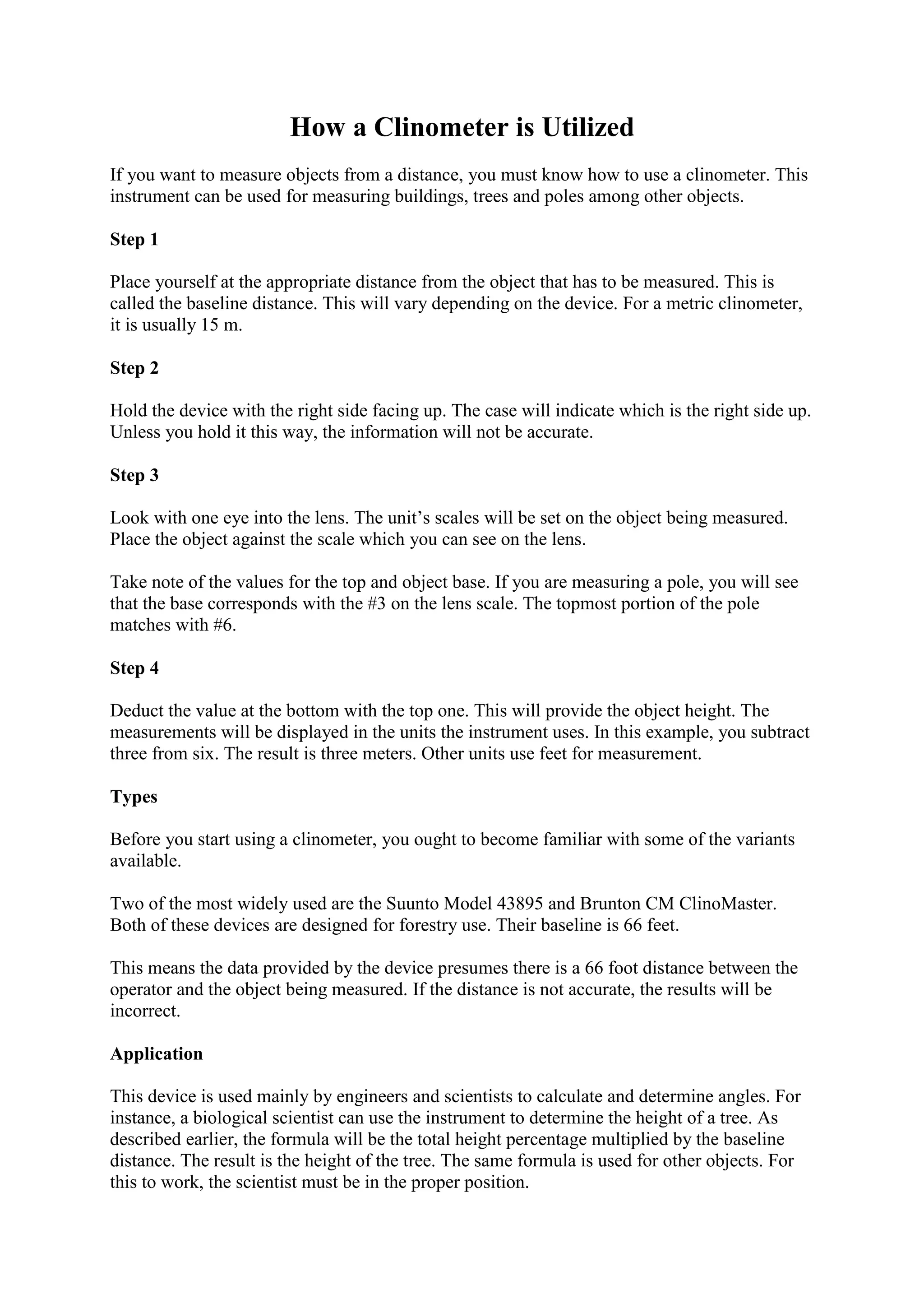 How To Use A Clinometer | PDF