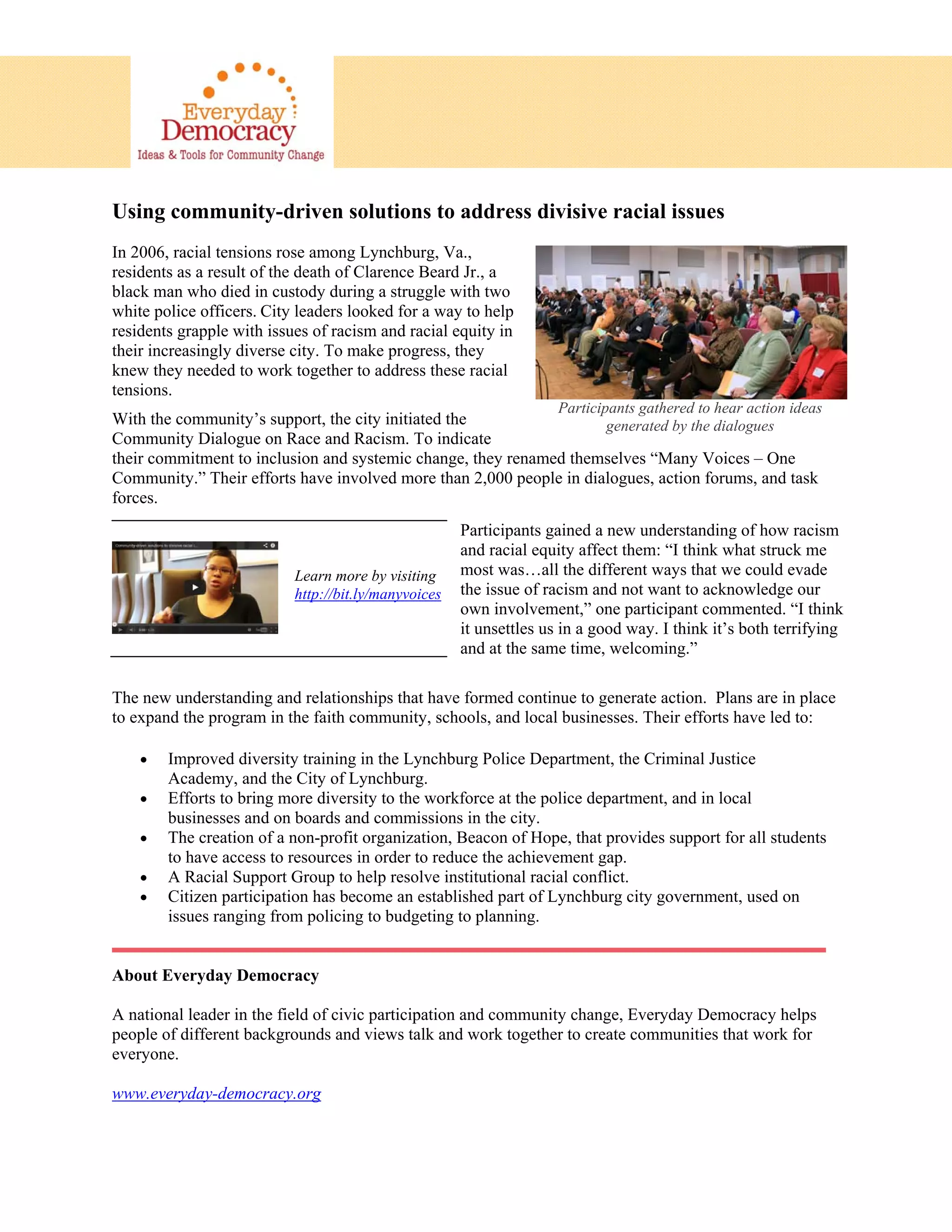 Using community-driven solutions to address divisive racial issues | PDF