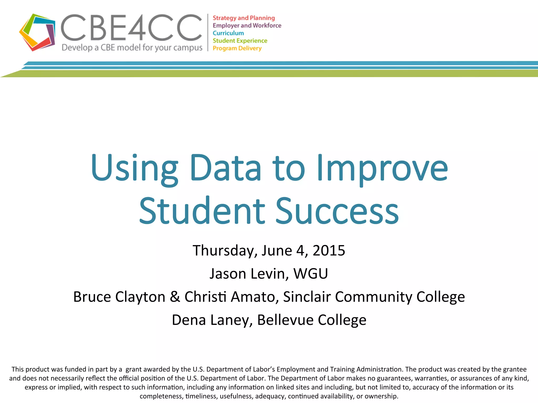 Using Data to Improve Student SuccessFaculty Development Model - Competency-Based Education | PPT