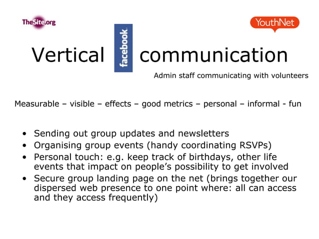 Using Facebook to communicate to volunteers | PPT