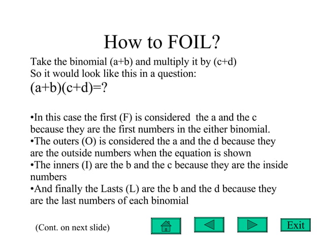 Using Foil To Multiply Binomials | PPT