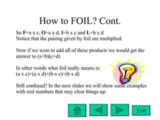 Using Foil To Multiply Binomials | PPT