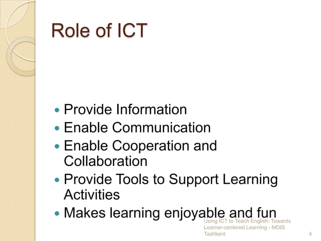 Using ICT to Teach English: Towards Learner-centered Learning | PPT