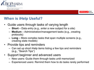 Using iHelp to Help Users Help Themselves in Siebel CTMS | PDF