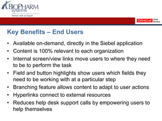 Using iHelp to Help Users Help Themselves in Siebel CTMS | PDF