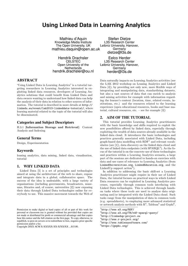 Using Linked Data in Learning Analytics | PDF