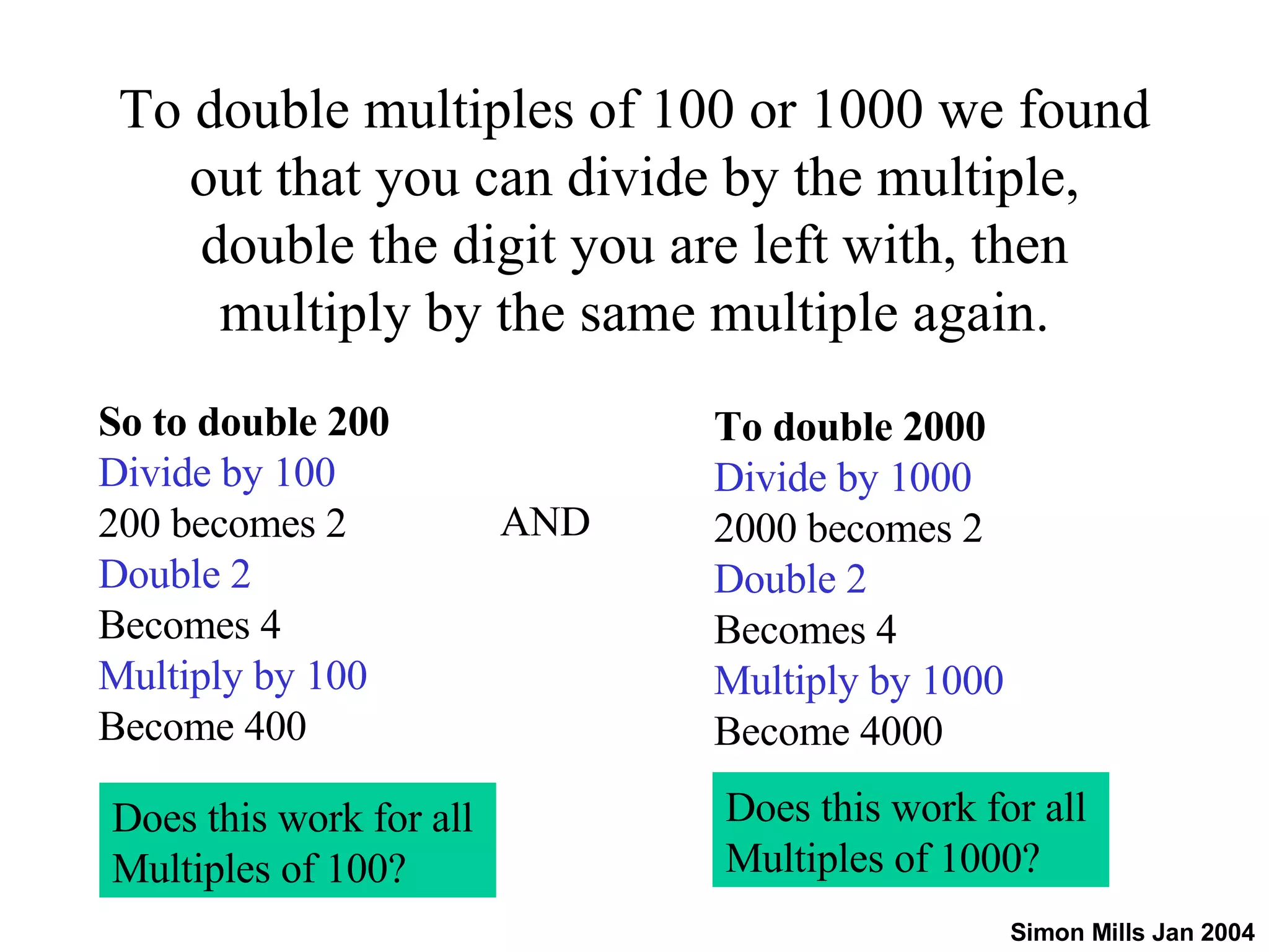Using mental methods to construct a standard written method for ...