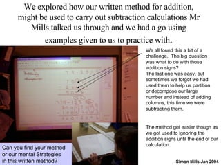 Using mental methods to construct a standard written method for ...